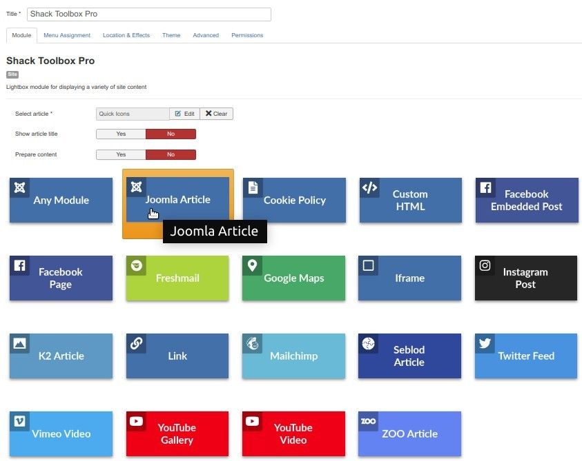What Content Can Shack Toolbox Display? - Joomlashack