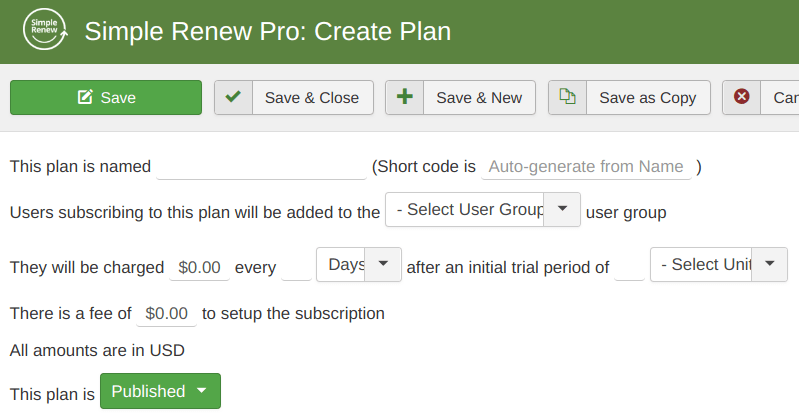 Adding Plans to Simple Renew - Joomlashack