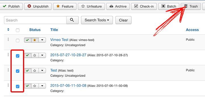 How To Permanently Delete Articles In Joomla Joomlashack