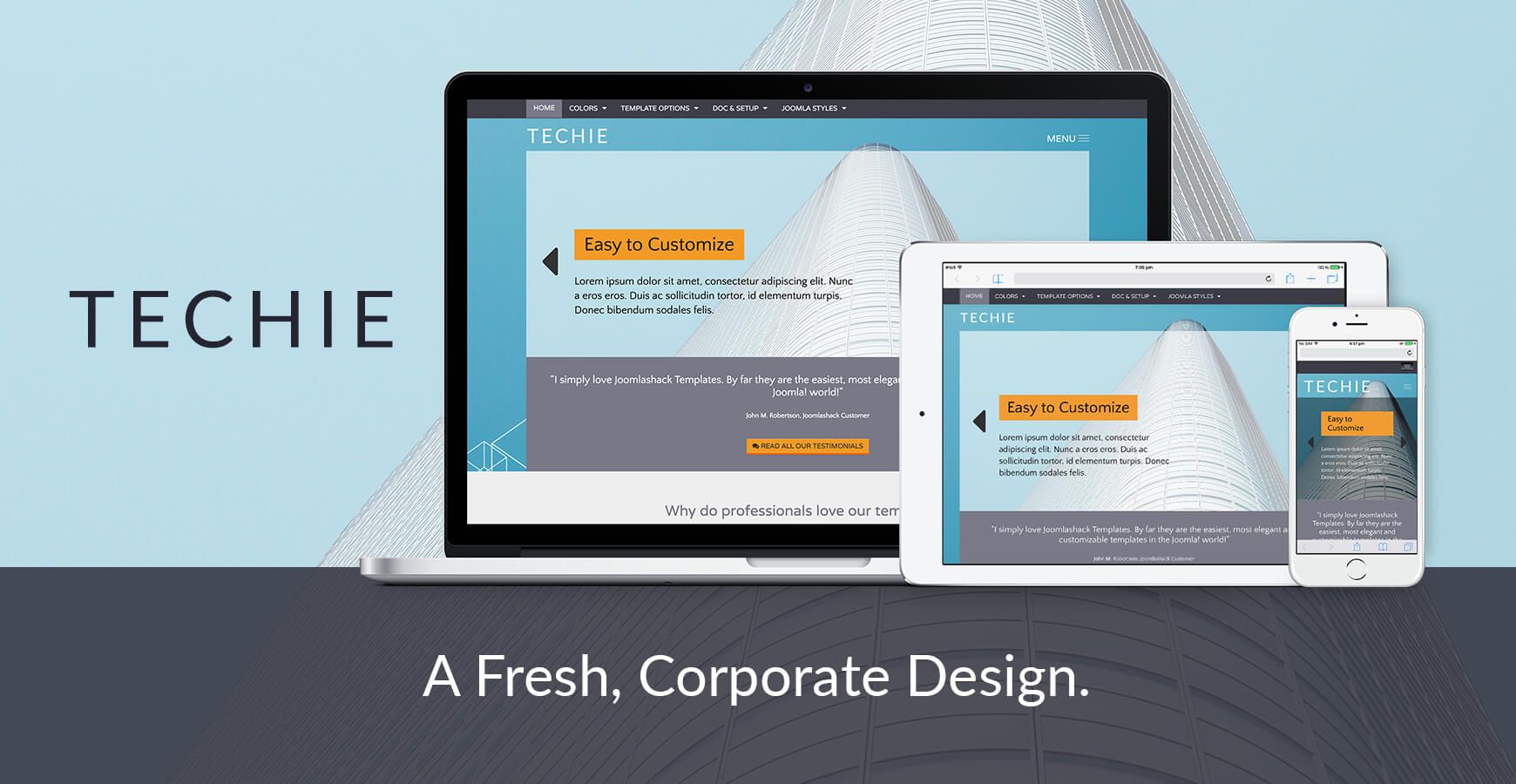 Techie a stylish, responsive Joomla template from Joomlashack - Joomlashack